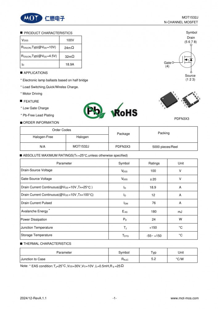 MOT1532J datasheet page 1