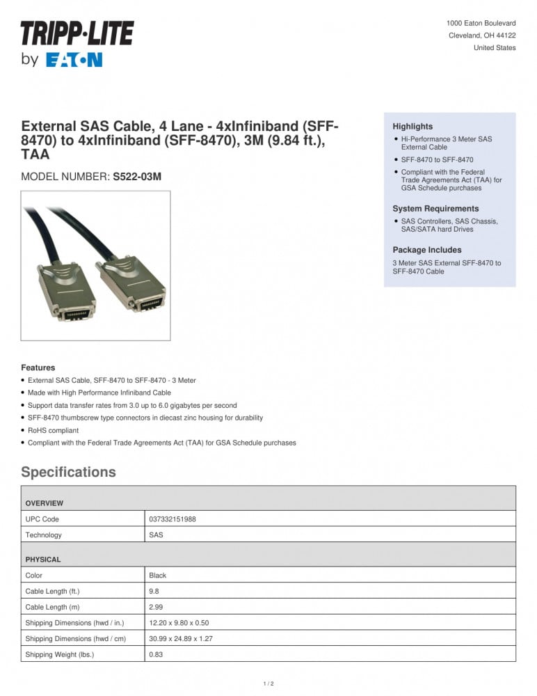 S522-03M product documentation page 1