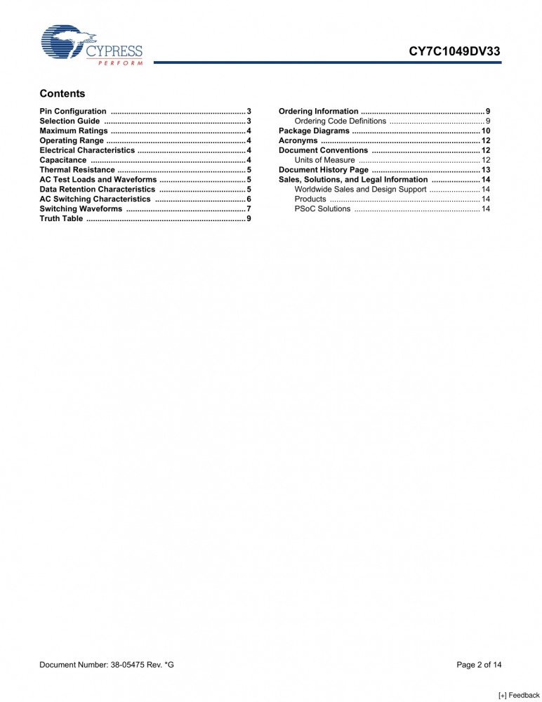 CY7C1049DV33 datasheet page 2