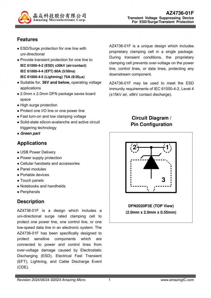 AZ4736-01F datasheet page 1
