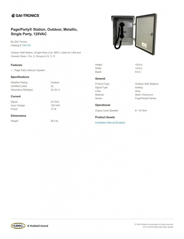 730-103 product document preview