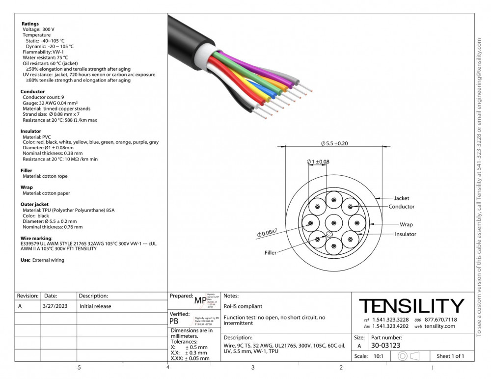 Tensility International 30-03123 product drawing