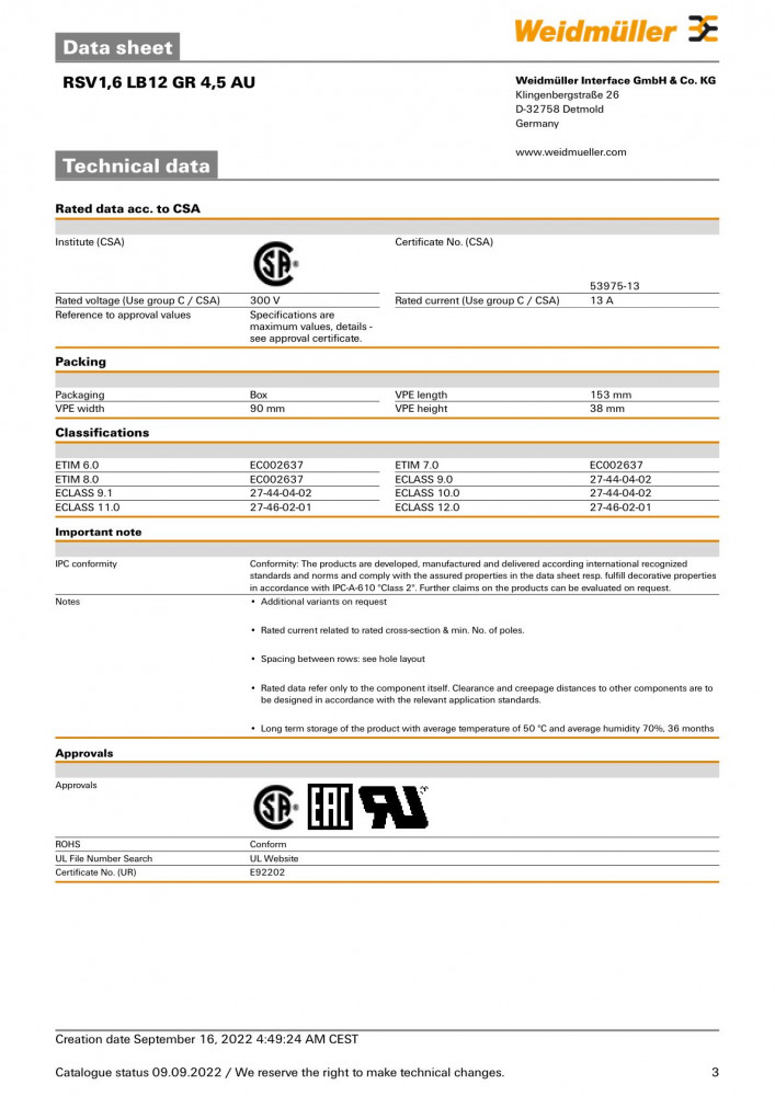 WEIDMULLER 1416200000 product documentation page 3