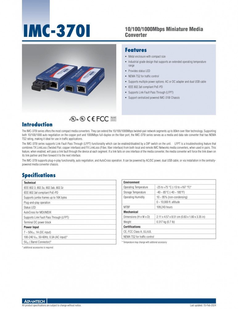 IMC-370I product documentation, page 1