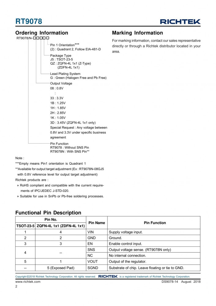 RT9078 datasheet page 2