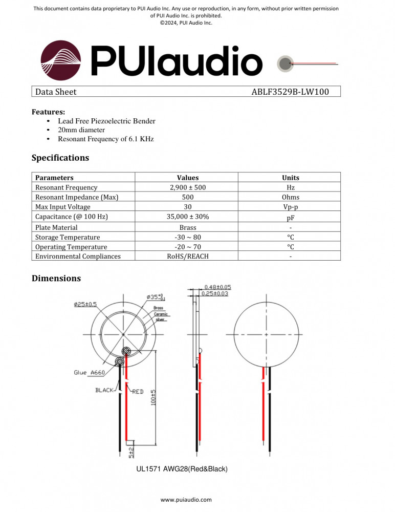ABLF3529B-LW100 datasheet page 1