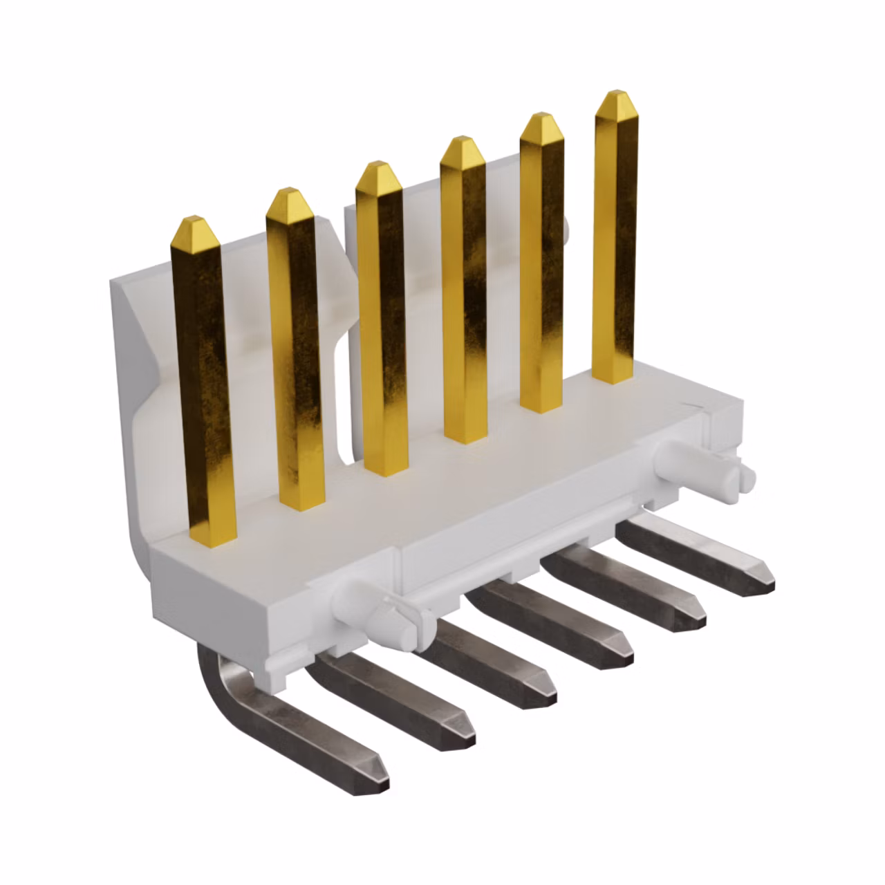 KK 396 Solid Right-Angle Header, Friction Lock, with Snap-in Plastic Peg  PCB Lock, 6 Circuits, 0.38µm Gold (Au) Selective Plating for sale