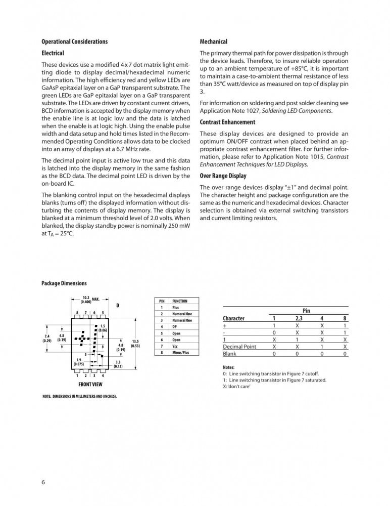 HDSP-0960 datasheet page 6