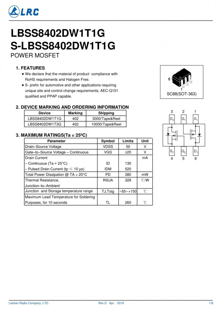 LBSS8402DW1T1G document page 1