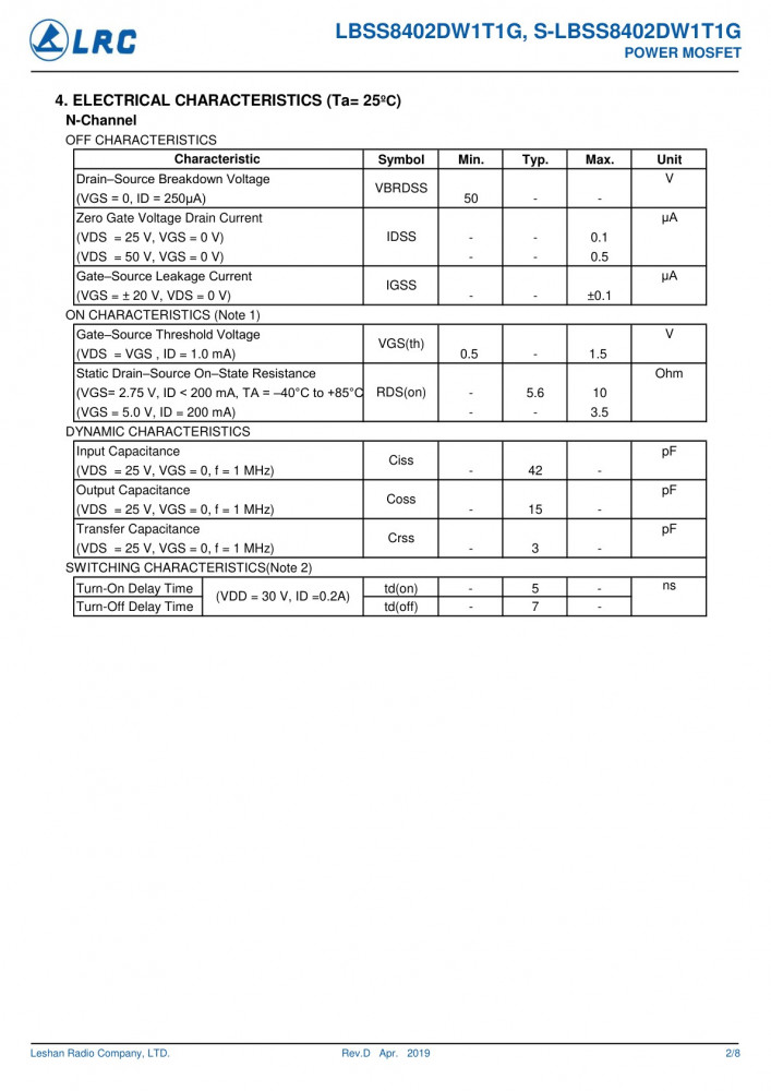 LBSS8402DW1T1G document page 2