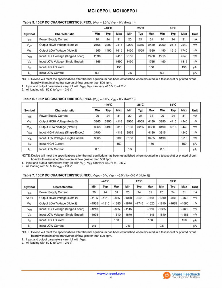 MC100EP01 datasheet page 4