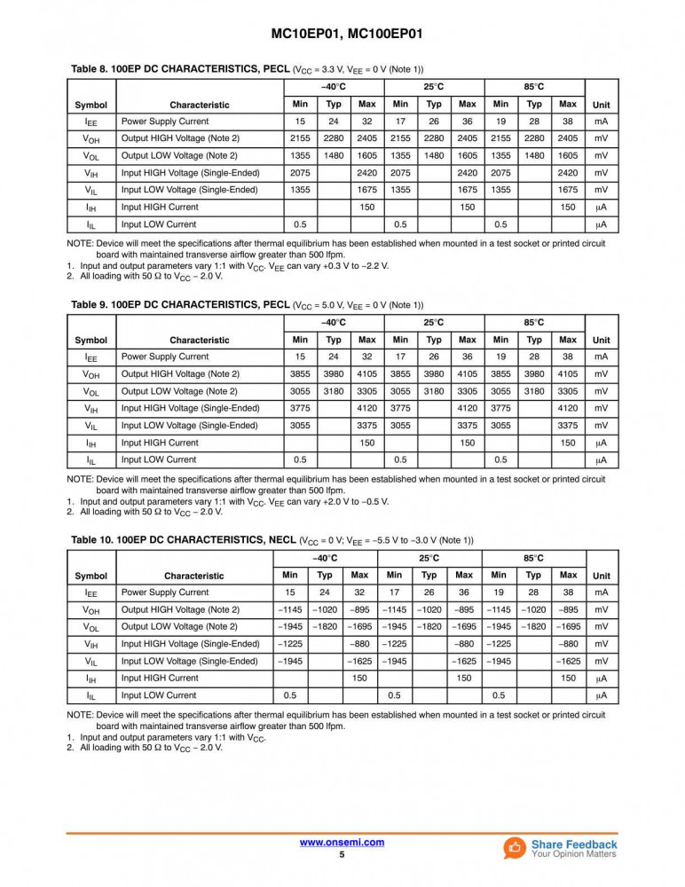 MC100EP01 datasheet page 5