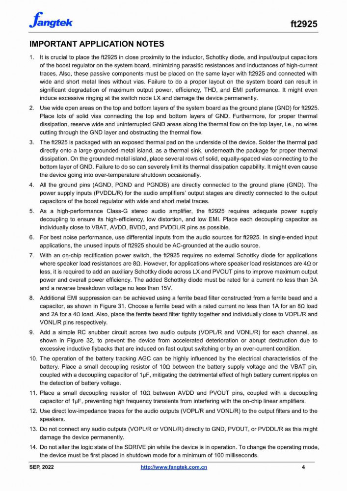 FT2925P datasheet page 4