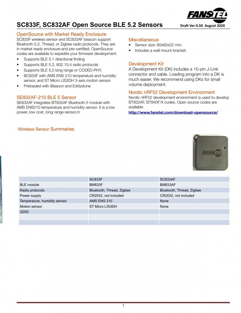 SC833F technical document page 1