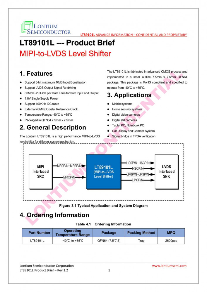 LT89101L product documentation page 1