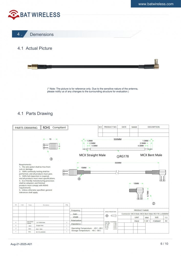 BWMCXJ-MCXWJ-RG178L500 datasheet page 6