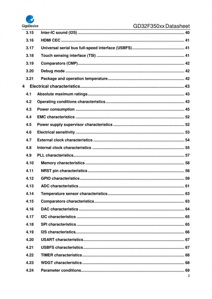 GD32F350xx datasheet page 3