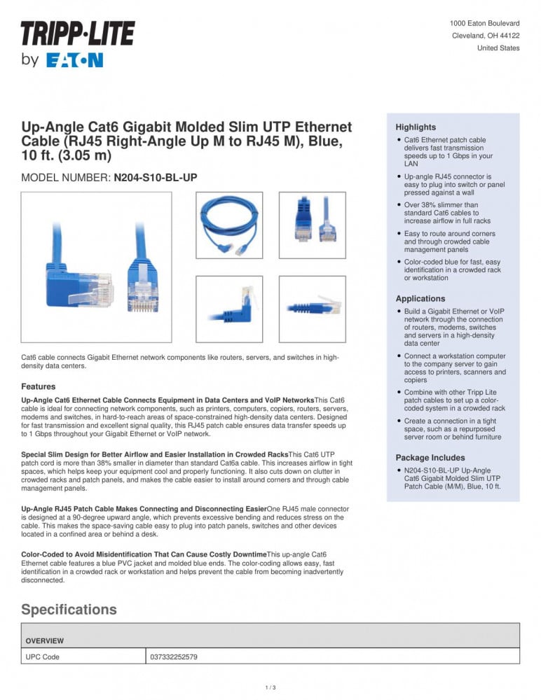 N204-S10-BL-UP technical document page 1