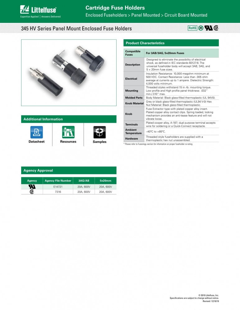 Littelfuse 345 HV Series documentation page 1