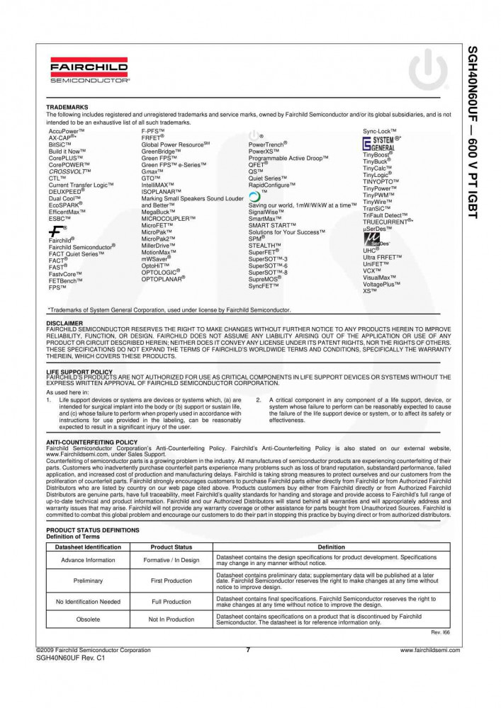 SGH40N60UF datasheet page 7