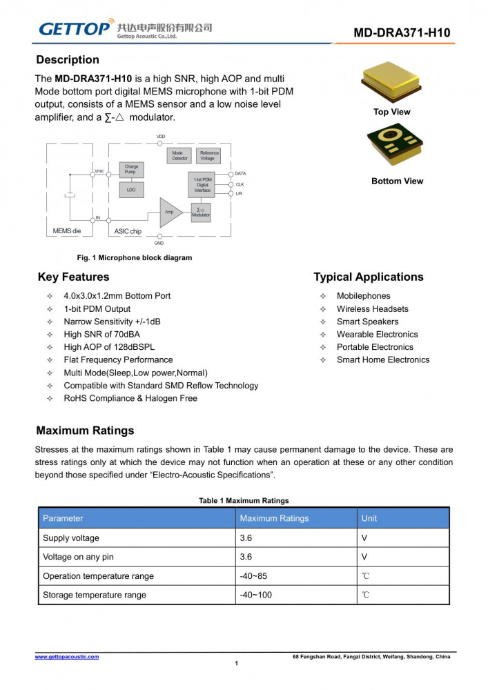 MD-DRA371-H10 datasheet page 1