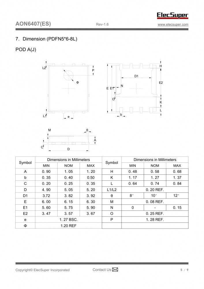 AON6407(ES) datasheet page 5