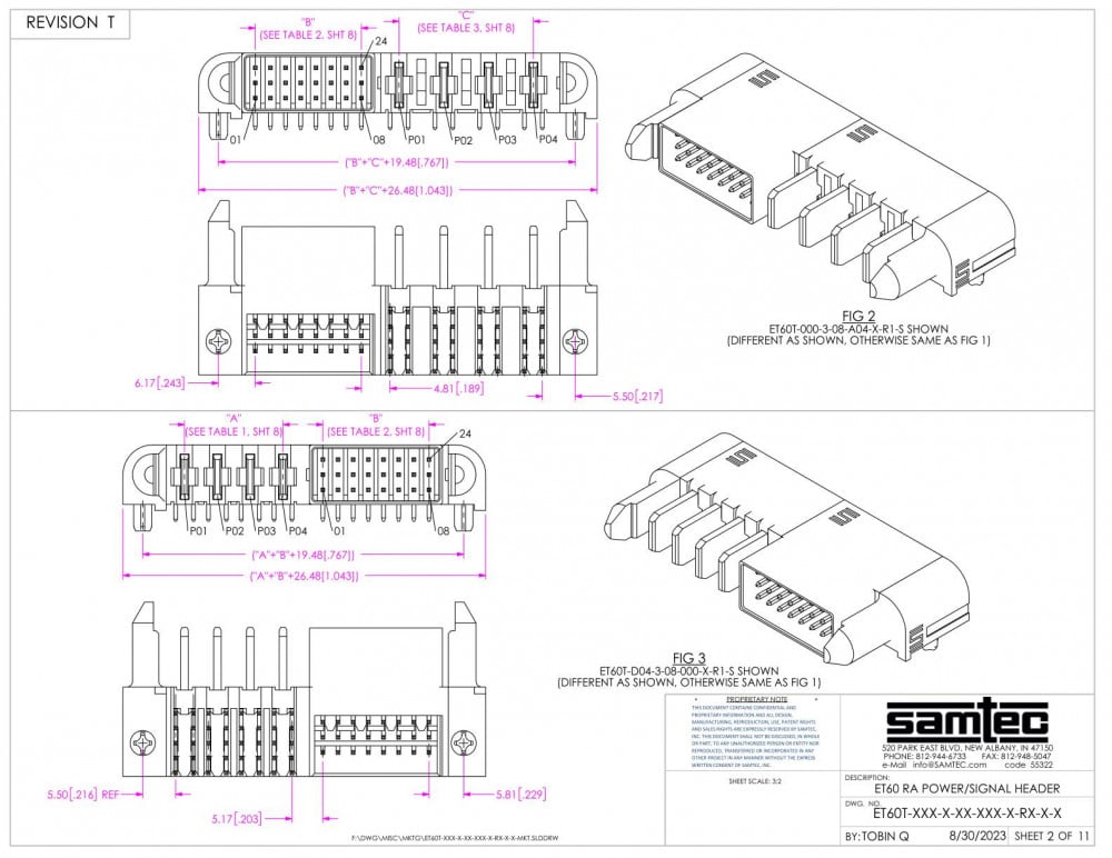 Samtec ET60 drawing page 2