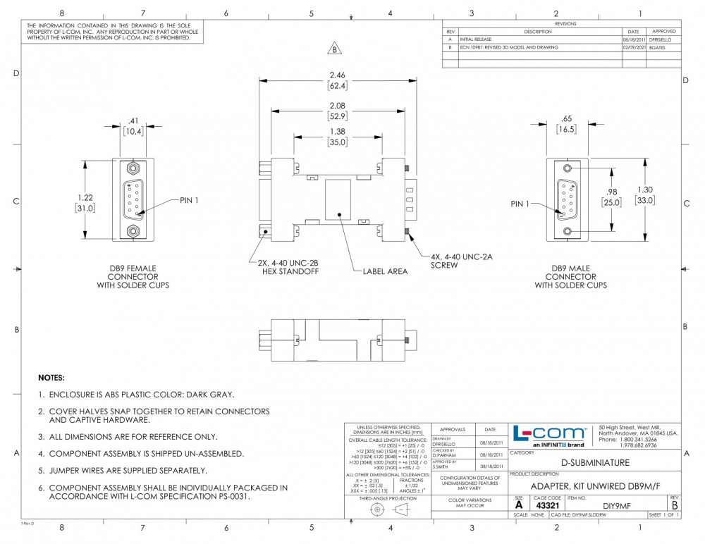 L-com DIY9MF product drawing
