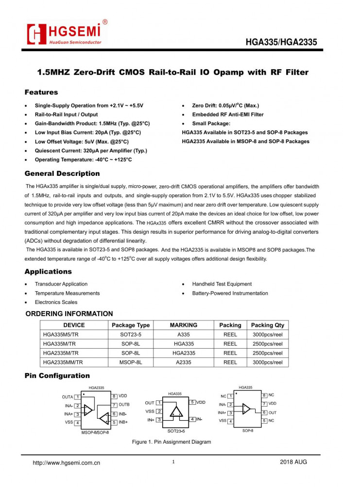 HGA2335M/TR datasheet page 1