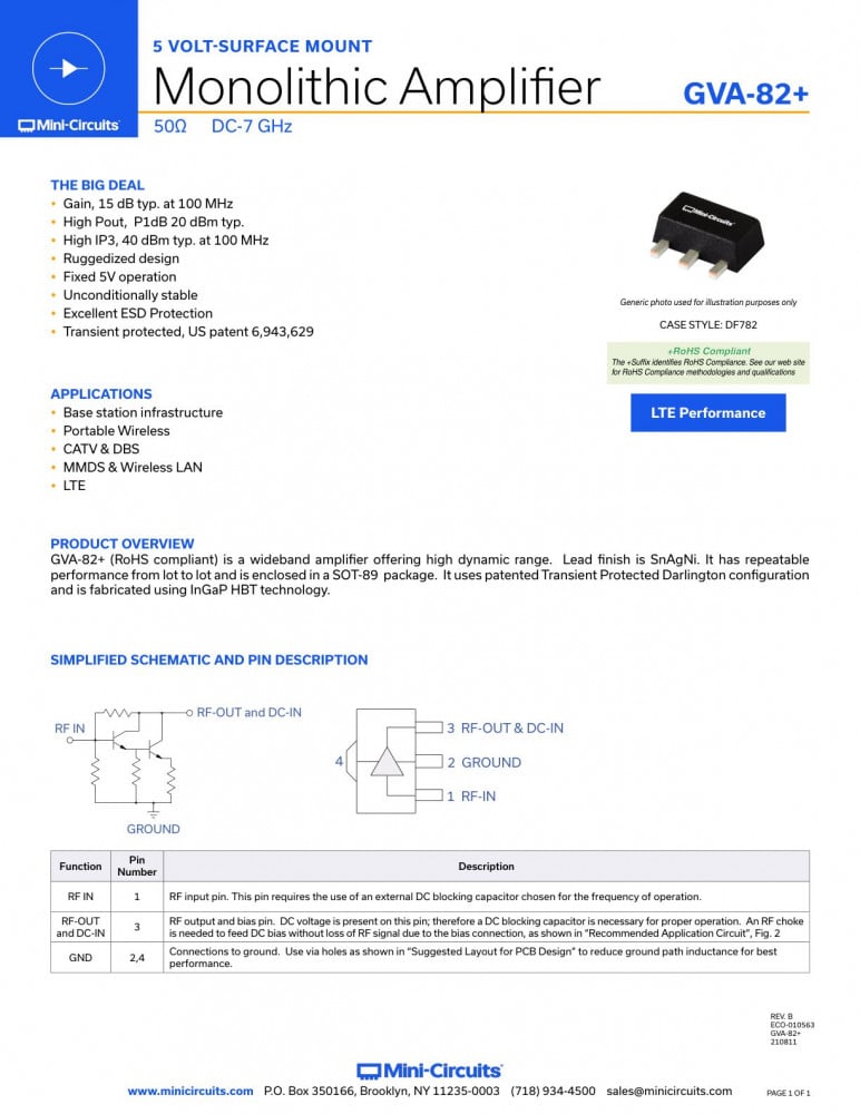 GVA-82+ datasheet page 1