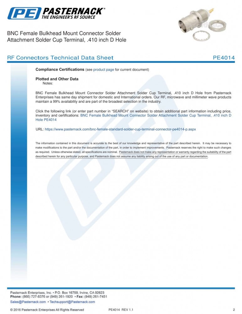 PASTERNACK PE4014 technical document page 2