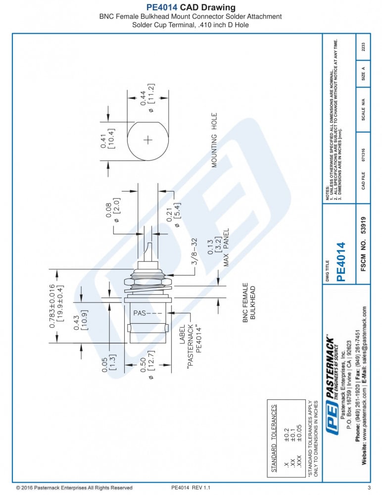 PASTERNACK PE4014 technical document page 3