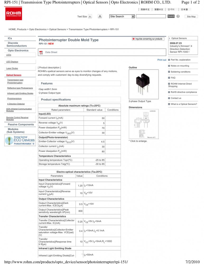 ROHM RPI-151 technical document page 1