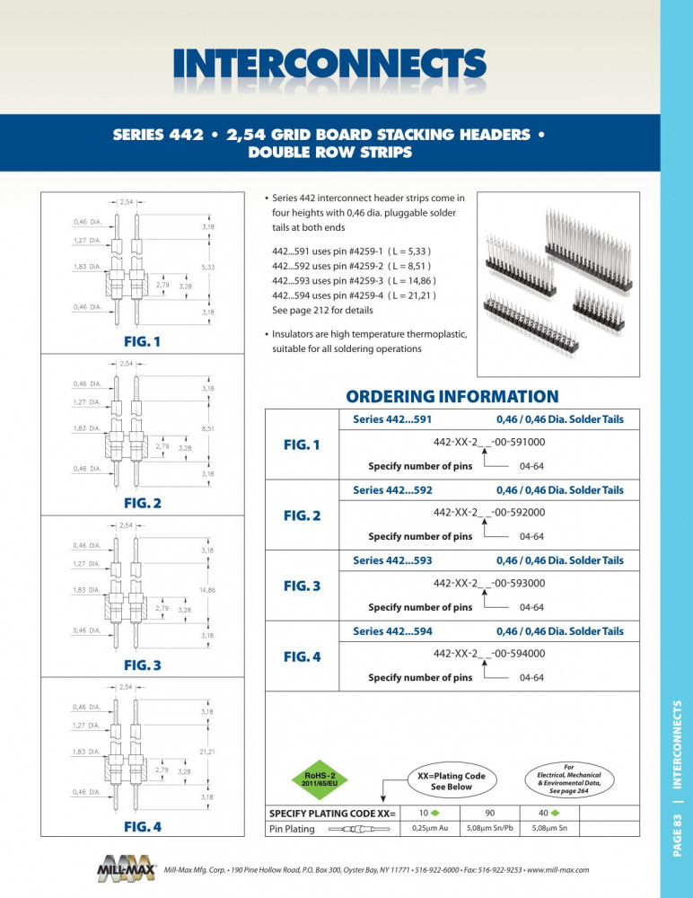 Mill-Max Series 442 technical document page
