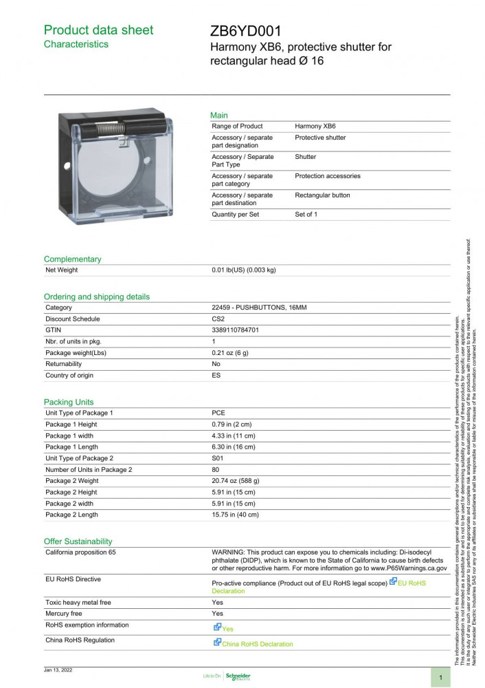 ZB6YD001 technical document page 1