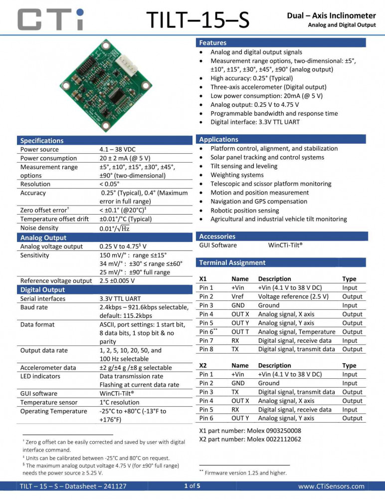 Tilt-15-S technical document page 1