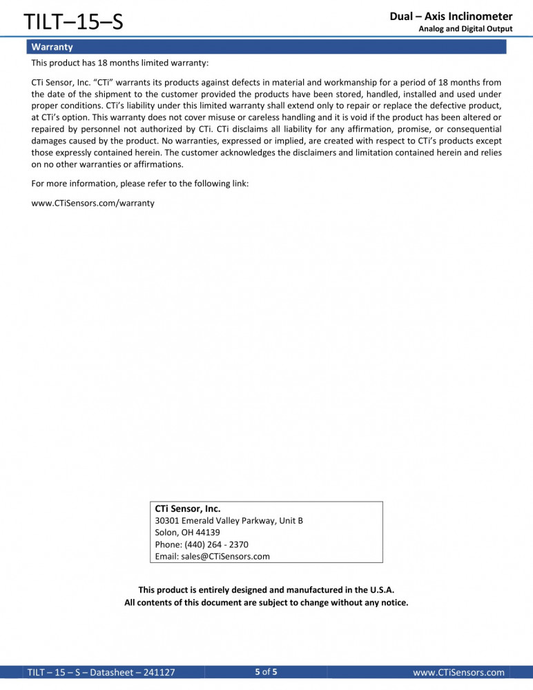 Tilt-15-S technical document page 5