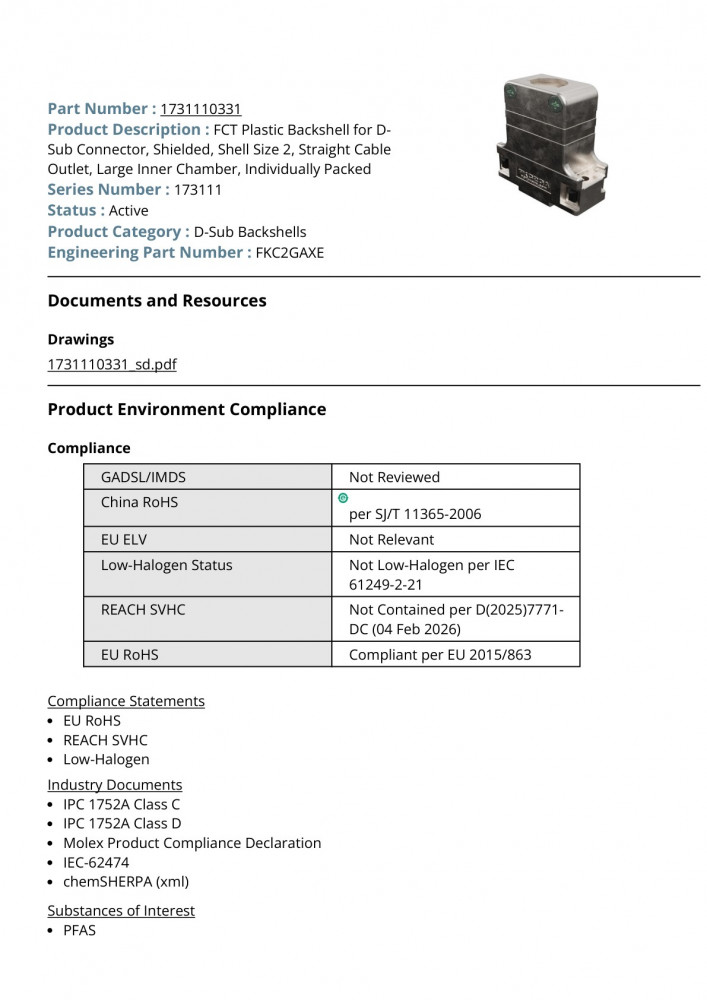 MOLEX 1731110331 product drawing image 1