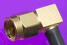 SMA Jack, Right-Angle, Bulkhead Receptacle, PCB, Through Hole, Brass Body, Gold (Au) Plated, Jam Nut and Lockwasher Included, 3.94mm Leg Length, 50 Pieces Per Tray, 50 Ohms