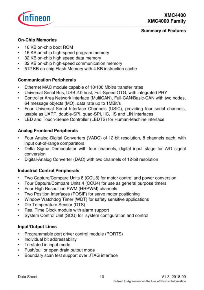 XMC4400 datasheet page 10