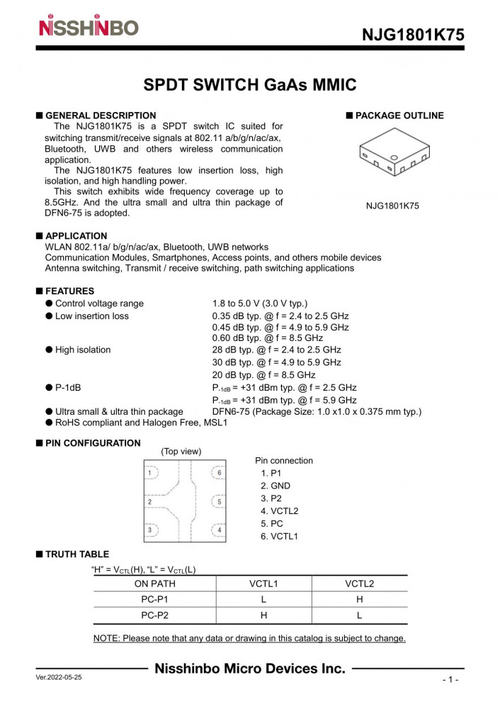 NJG1801K75 document page 1