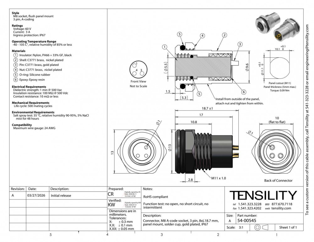 Tensility International 54-00545 product drawing