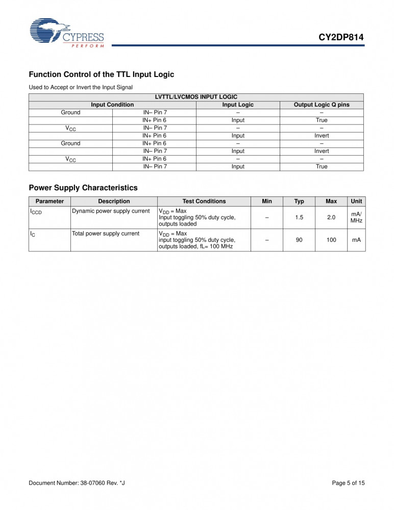 CY2DP814ZXCT datasheet page 5