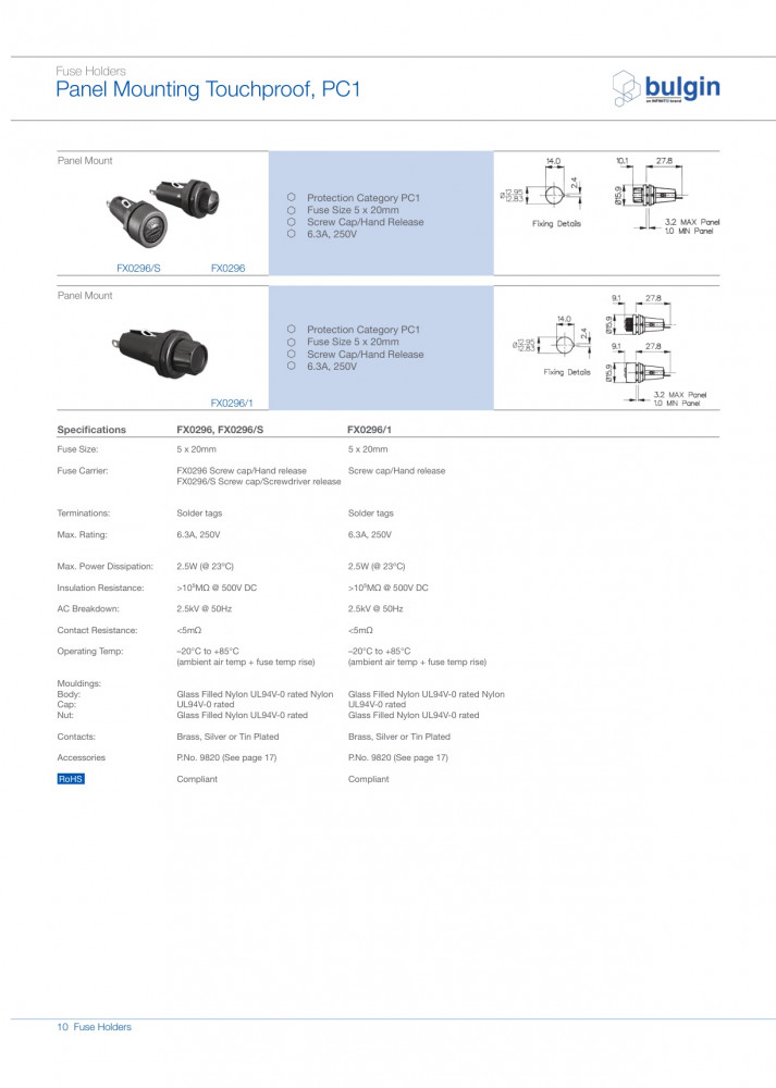 Bulgin technical document page 10