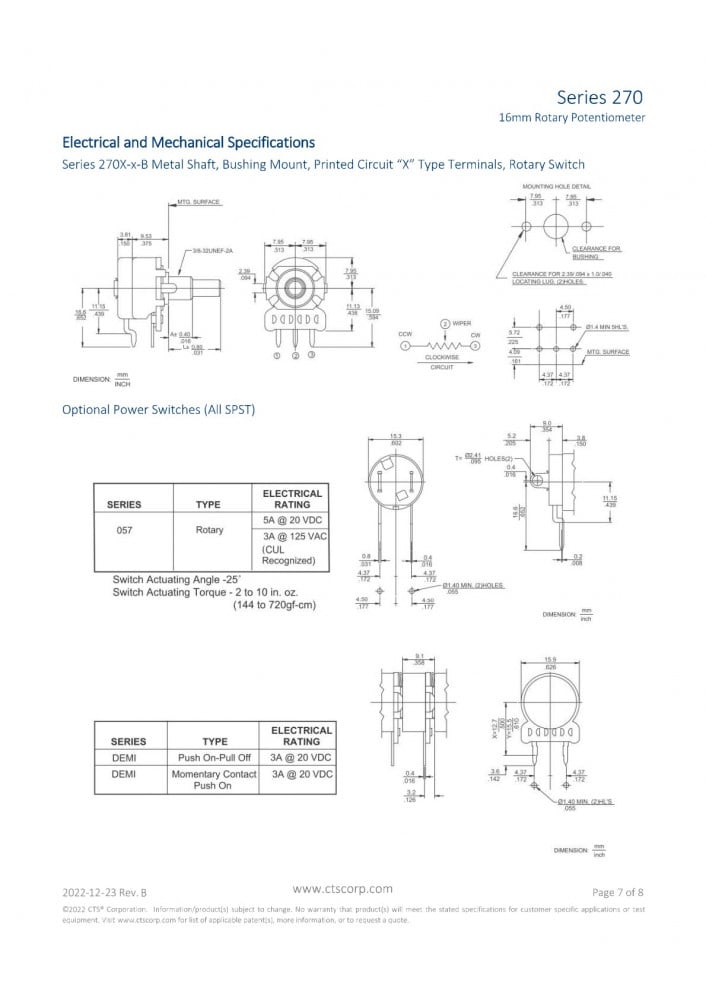 CTS Series 270 datasheet page 7