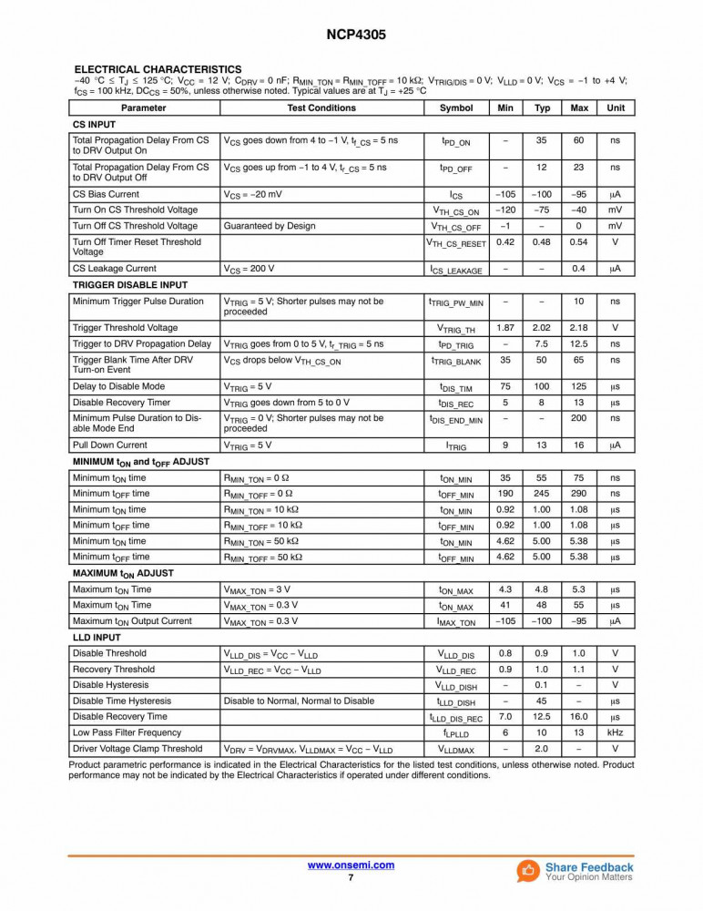 NCP4305 datasheet page 7