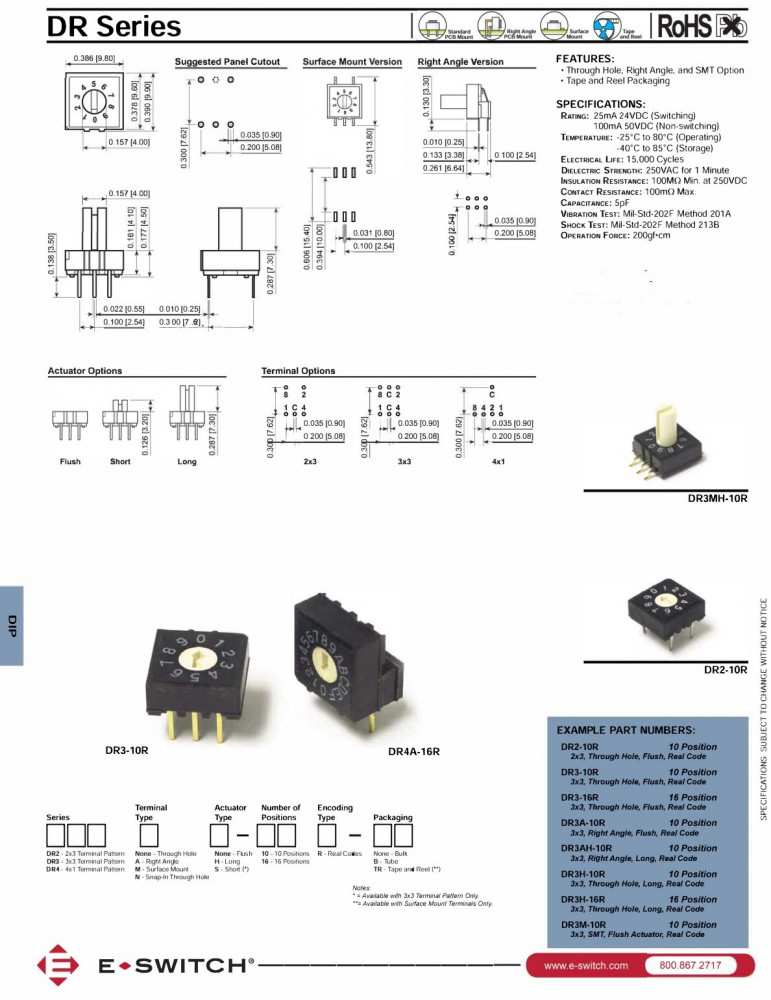 E-Switch DR3M10RTR datasheet page