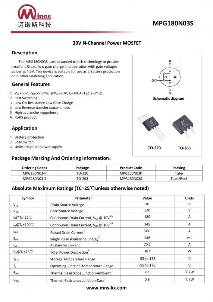 MPG180N03S datasheet page 1