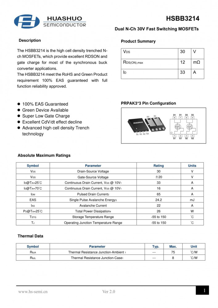 HSBB3214 datasheet page 1