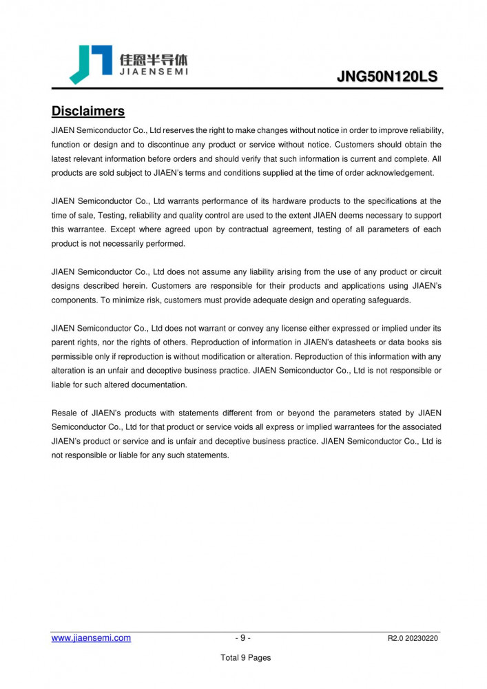 JNG50N120LS datasheet page 9